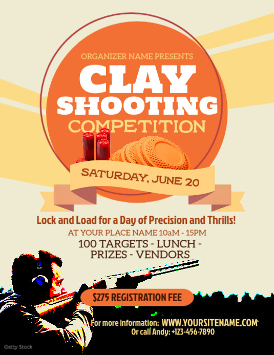 Orange Maximalist Clay Shooting Competition Flyer (us Letter) Template ...