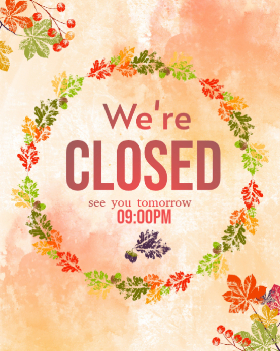 Orange Maximalist Closed Announcement Flyers Template Instagram ...