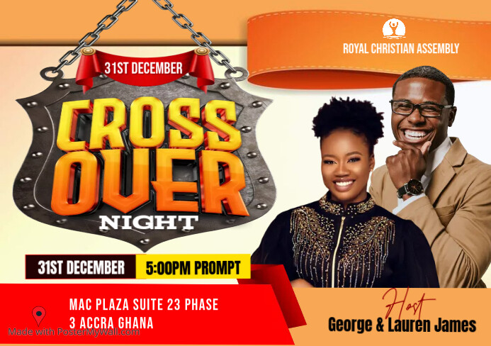 Copy of Orange Maximalist Cross Over Night A5 | PosterMyWall