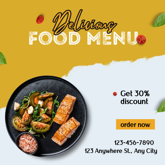 Orange Maximalist Delicious Food Menu Instagr Template | PosterMyWall