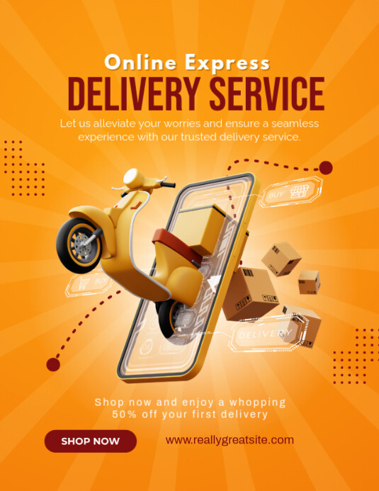 Orange Maximalist Delivery Template Flyer (us Letter) | PosterMyWall
