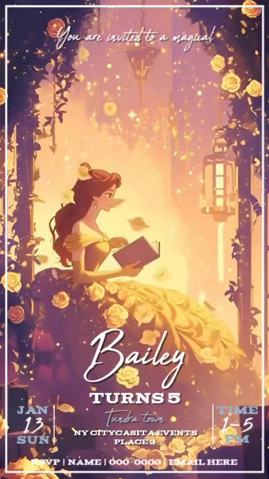 Orange Maximalist Disney Birthday Invitation Instagram Reel Template ...