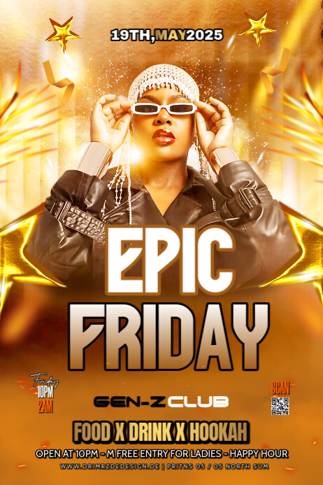 Orange Maximalist Epic Friday Party Banner 4' × 6' Template | PosterMyWall