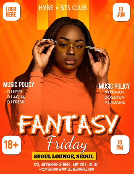 Orange Maximalist Fantasy Friday Flyer (us Letter) Template | PosterMyWall