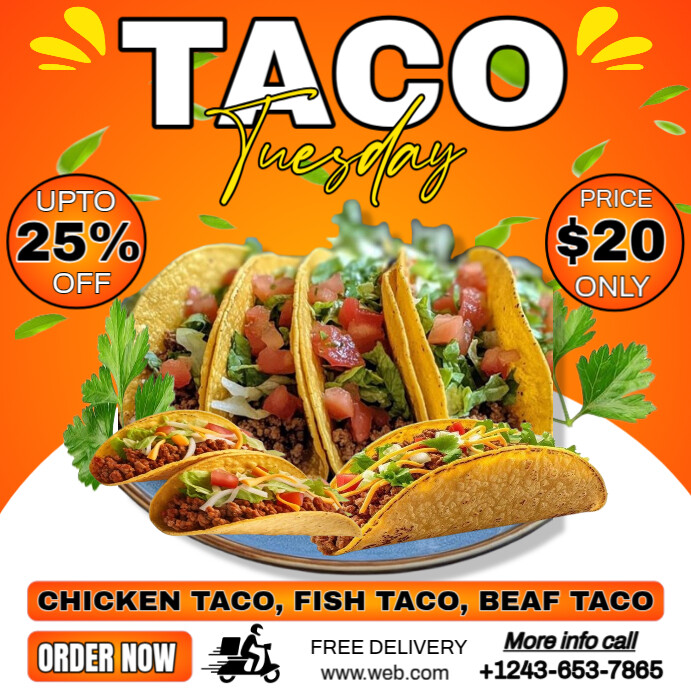 Orange Maximalist Food Delivery Promo Instagram Post Template ...