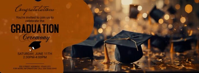 Orange Maximalist Graduation Party Facebook Cover Photo Template ...