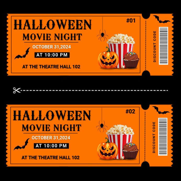 Orange Maximalist Halloween Ticket Instagram Post Template | PosterMyWall