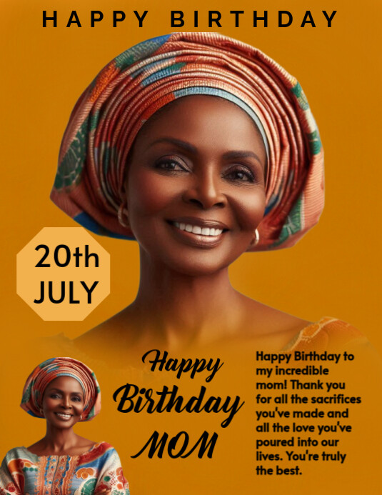 Copy of Orange Maximalist Happy Birthday Mom Flyer (us Letter ...
