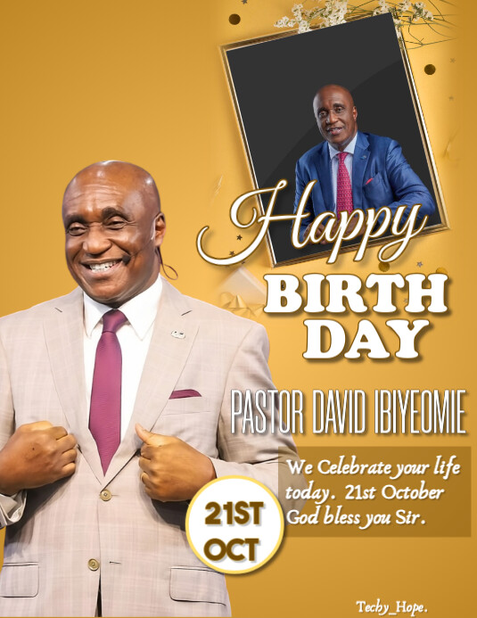 Orange Maximalist Happy Birthday Pastor/husband/brother/boss Flyer (us ...