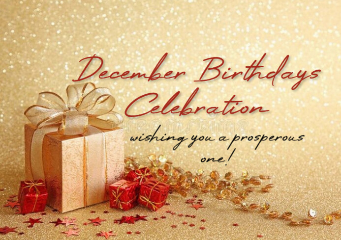 Orange Maximalist Happy December Birthdays A4 Template | PosterMyWall