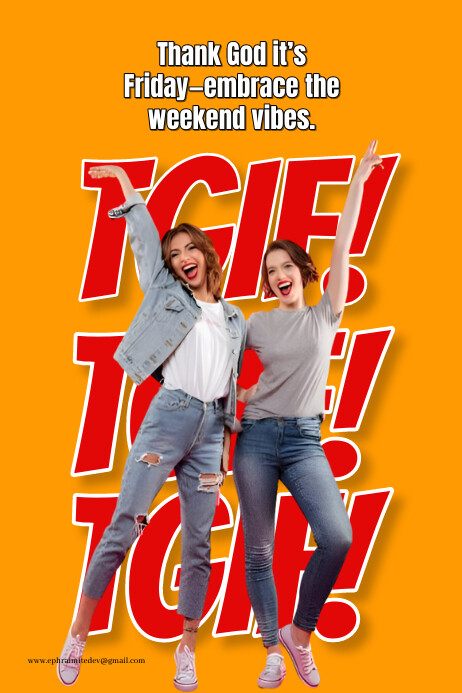 Orange Maximalist Happy Friday Poster Templat | PosterMyWall