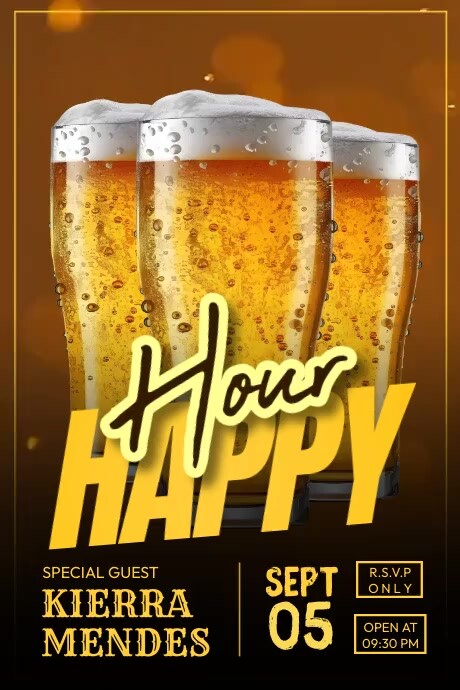 Orange Maximalist Happy Hour Poster Template | PosterMyWall