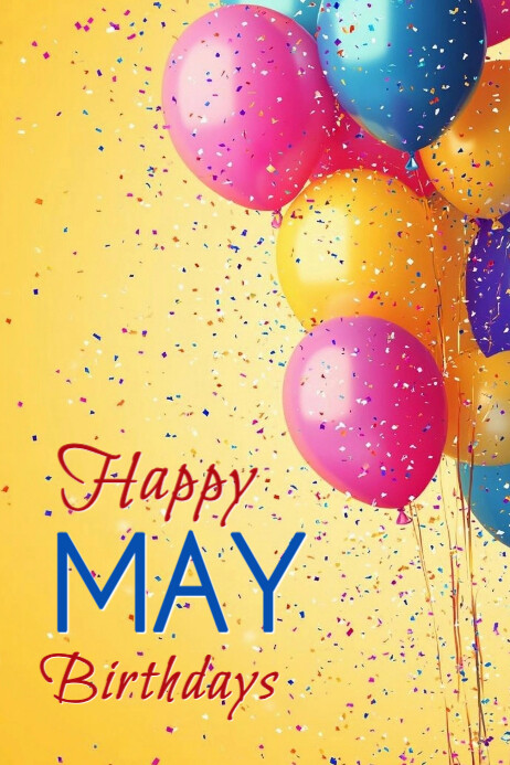 Copy of Orange Maximalist Happy May Birthdays Banner 4' × 6' | PosterMyWall