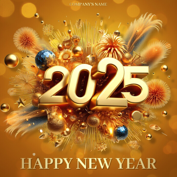 Orange Maximalist Happy New Year 2025 Square (1:1) Template | PosterMyWall