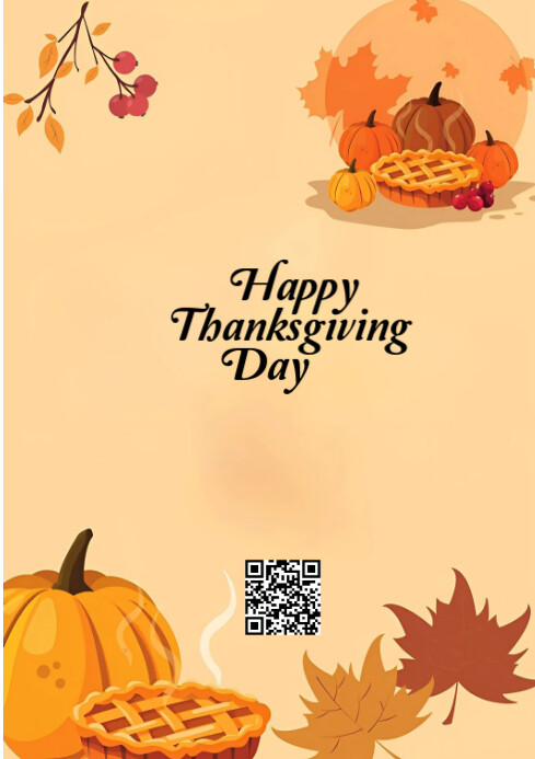 Orange Maximalist Happy Thanksgiving Day A4 Template | PosterMyWall