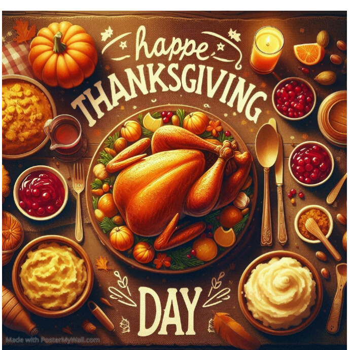 Modèle Orange Maximalist Happy Thanksgiving Day Album Cover | PosterMyWall