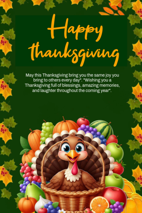 Orange Maximalist Happy Thanksgiving Design Template Poster | PosterMyWall