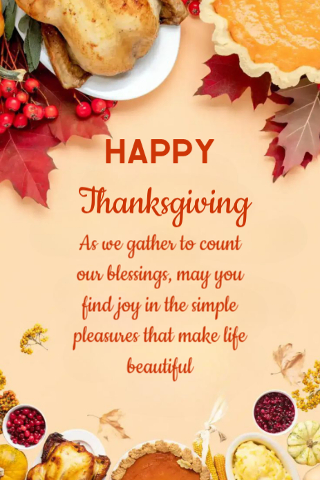 Orange Maximalist Happy Thanksgiving Pinterest Graphic Template ...
