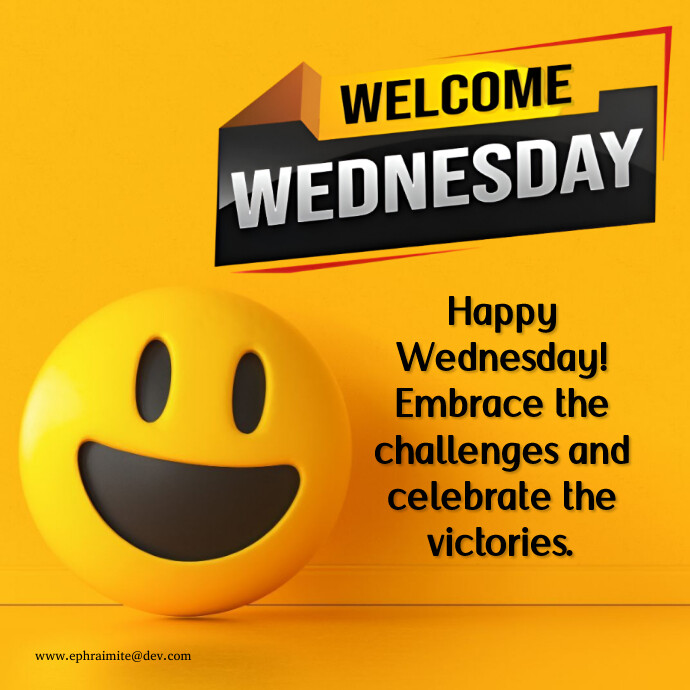 Orange Maximalist Happy Wednesday Logo Template | PosterMyWall