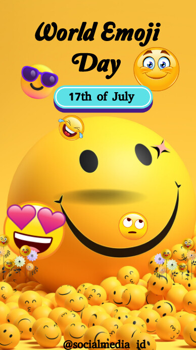 Plantilla de Orange Maximalist Happy World Emoji Day Insta | PosterMyWall