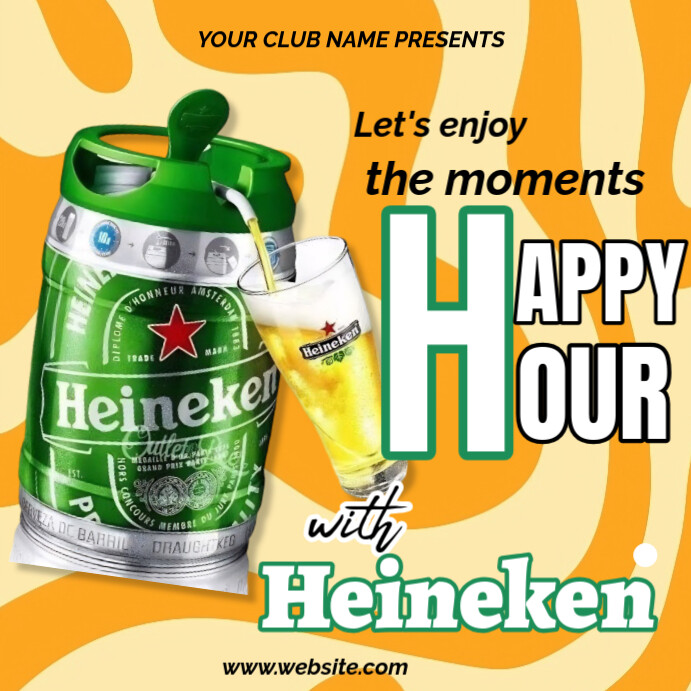 Modèle Orange Maximalist Heineken Happy Hour Flyer Instagram Post ...