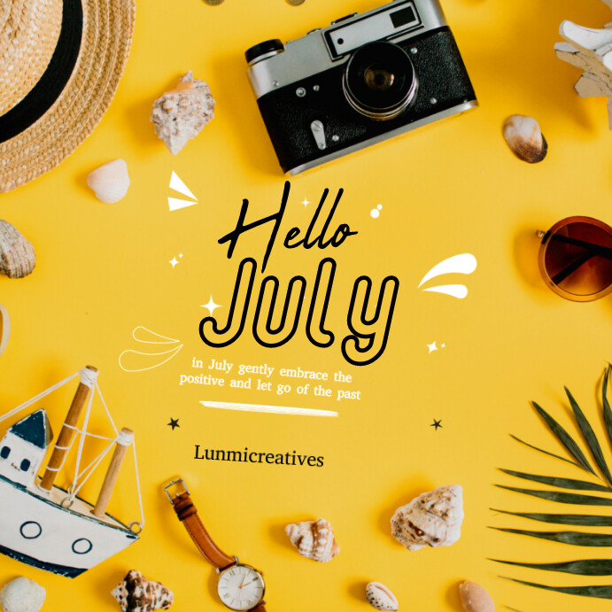Orange Maximalist Hello July Instagram Post Template | PosterMyWall