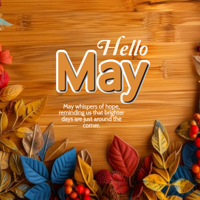 Orange Maximalist Hello May Instagram Post Template | PosterMyWall