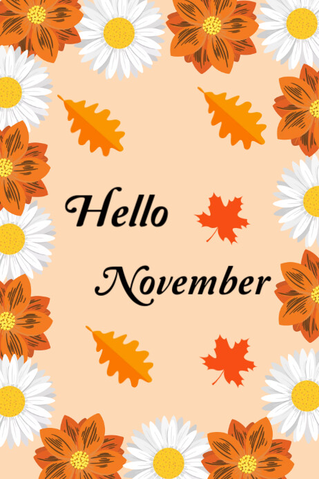 Plantilla de Orange Maximalist Hello November Poster | PosterMyWall