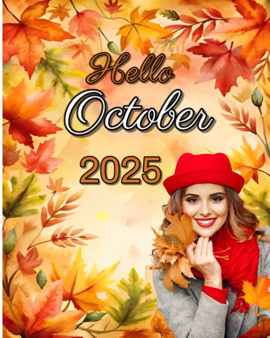 Orange Maximalist Hello October 2025 Instagram Portrait Template ...