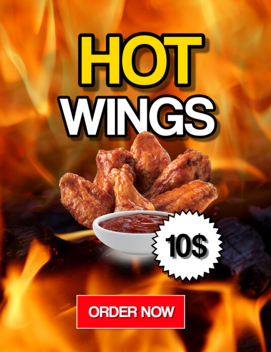 Orange Maximalist Hot Wings Flyer (us Letter) Template | PosterMyWall