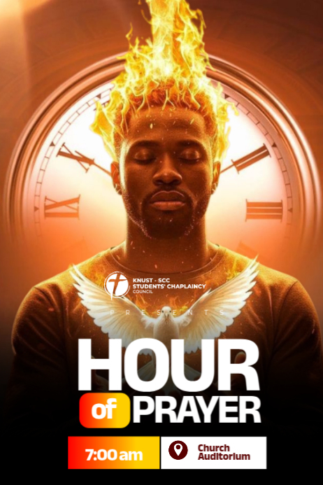 Orange Maximalist Hour Of Prayer Poster Template | PosterMyWall