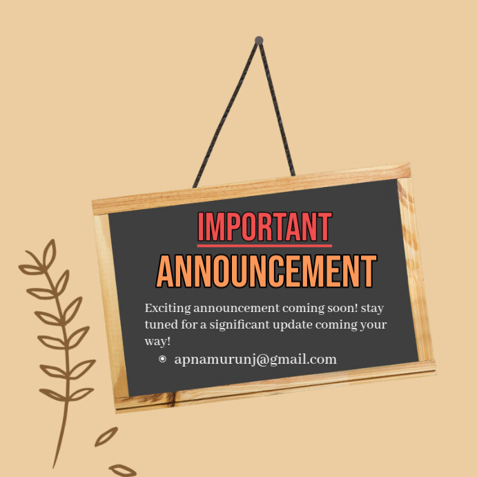 Orange Maximalist Important Announcement Template Coming Soon Stay ...