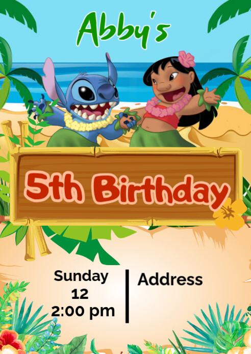 Orange Maximalist Lilo And Stich A6 Template | PosterMyWall