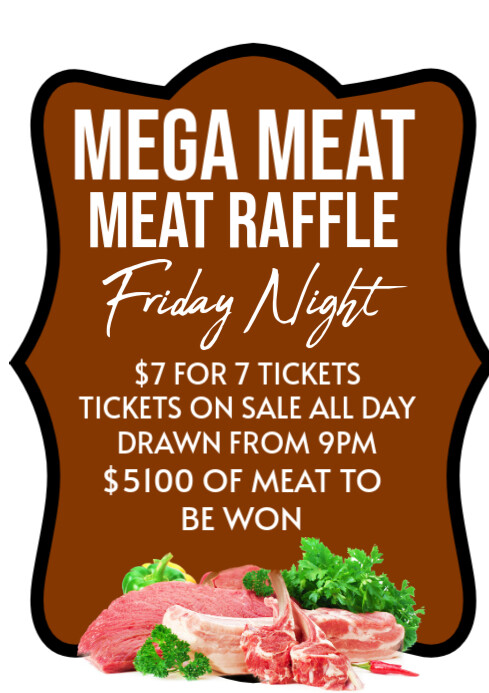 Copy of Orange Maximalist Meat Raffle Flyer A4 | PosterMyWall