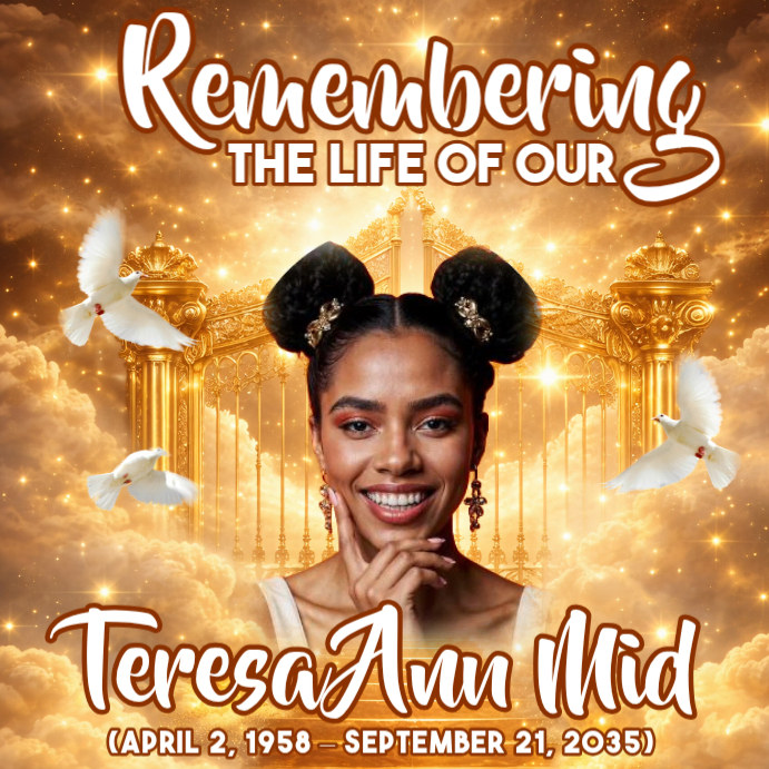 Orange Maximalist Memorial Funeral Announcement Flyer, Funeral ...