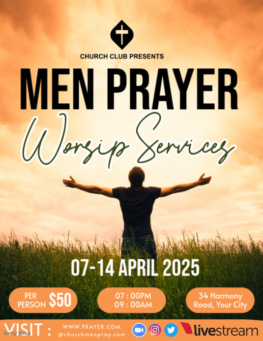 Copy of Orange Maximalist Men Prayer Breakfast Flyer Flyer (us Letter ...