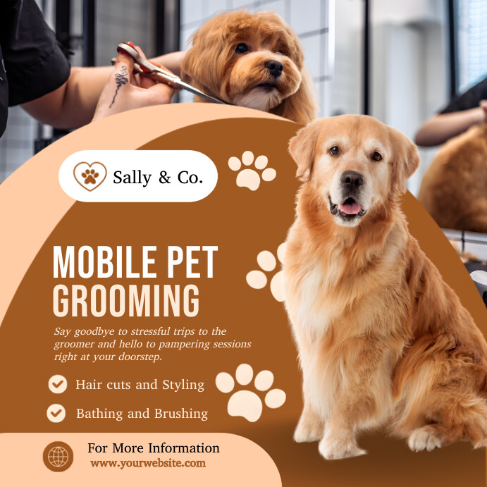 Copy of Orange Maximalist Mobile Pet Grooming Instag | PosterMyWall