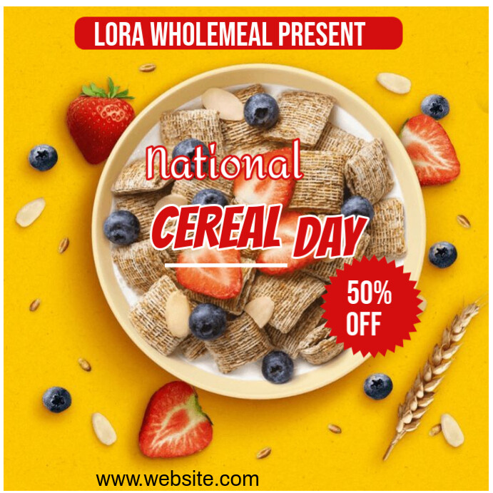 Orange Maximalist National Cereal Day Instagram Post Template ...