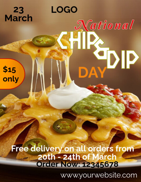 Copy of Orange Maximalist National Chip And Dip Flyer (us Letter ...