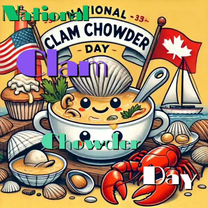 Orange Maximalist National Clam Chowder Day Instagram Post Template ...
