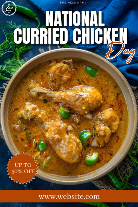 Orange Maximalist National Curried Chicken Day Poster Template ...