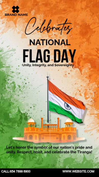 Orange Maximalist National Flag Day India Instagram Story Template ...