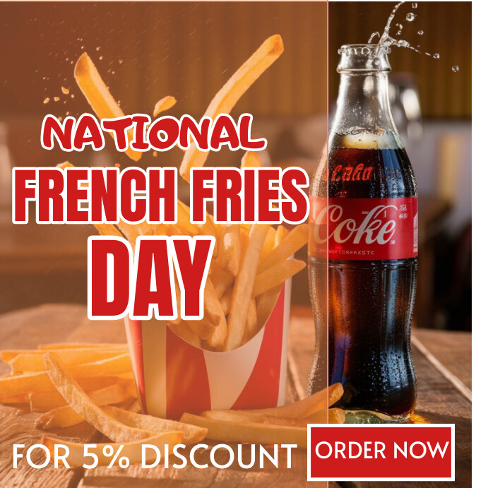 Orange Maximalist National French Fries Day Template | PosterMyWall