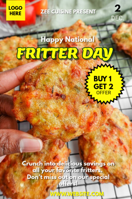 Copy of Orange Maximalist National Fritters Day Poster | PosterMyWall
