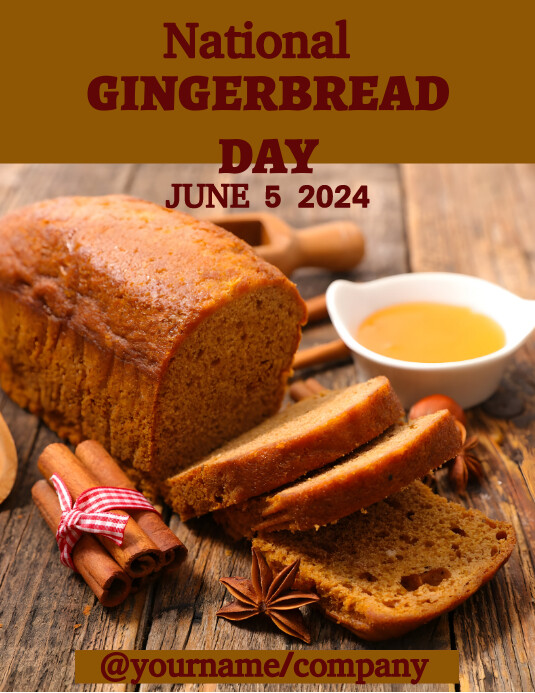 Orange Maximalist National Gingerbread Day Te Template | PosterMyWall