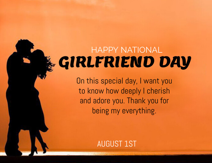 Orange Maximalist National Girlfriend Day Fl Template | PosterMyWall