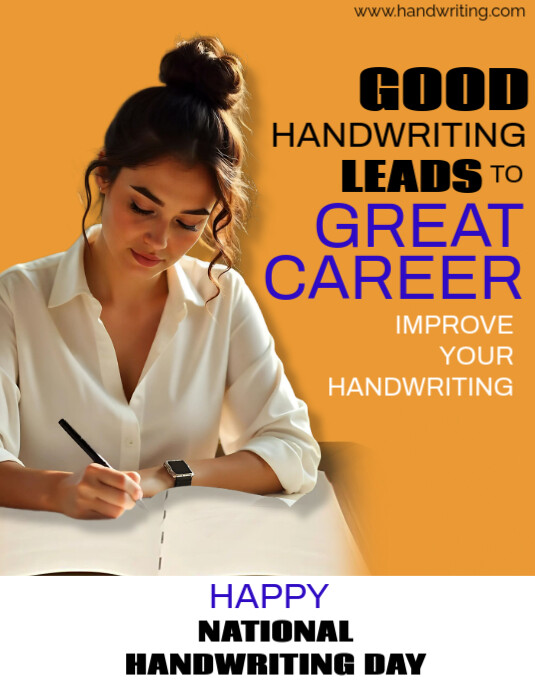 Orange Maximalist National Handwriting Day Flyer (us Letter) Template ...