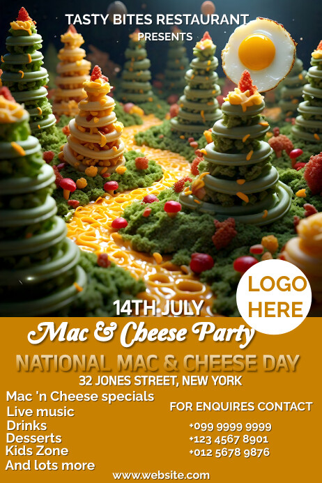 Copy of Orange Maximalist National Mac And Cheese Day | PosterMyWall