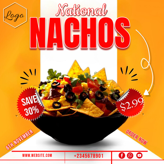 Copy of Orange Maximalist National Nachos Day Instagram Post | PosterMyWall