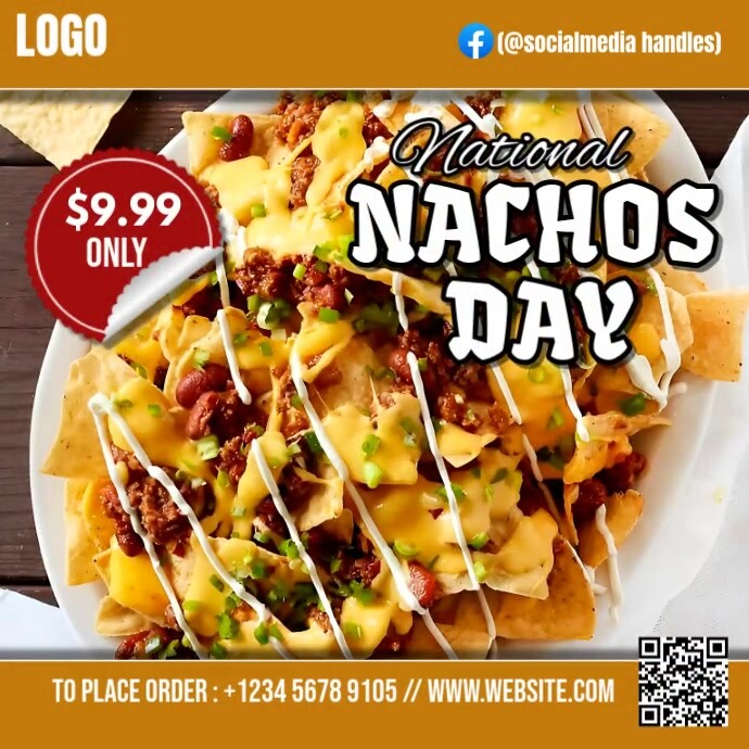 Plantilla de Orange Maximalist National Nachos Day Instagram Post ...